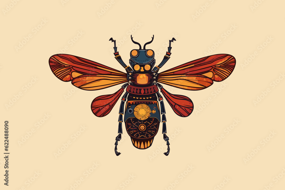 Doodle inspired Insect, cartoon sticker, sketch, vector, Illustration ...