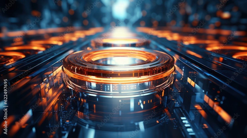 Futuristic background with high technology of a quantum processor ...