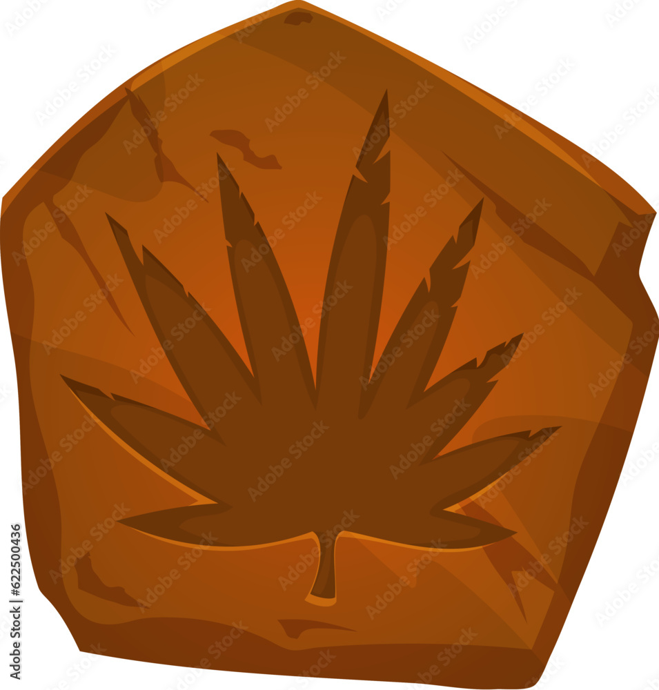 Ancient fossil, plant imprint in stone of Jurassic period. Archaeology ...