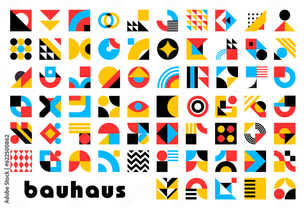 Abstract geometric bauhaus elements. Vector modern graphic shapes and ...