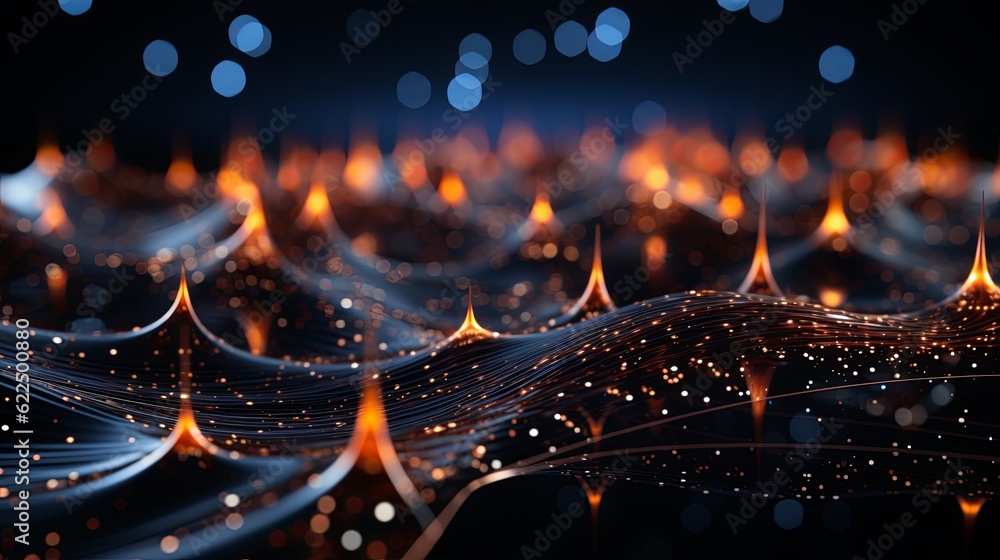 Digital generated image of abstract flowing data ramp made out of ...