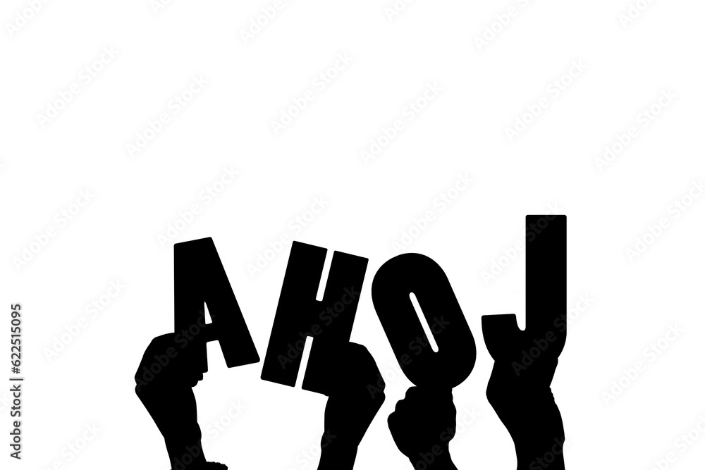 Digital png illustration of hands with ahoj text on transparent ...