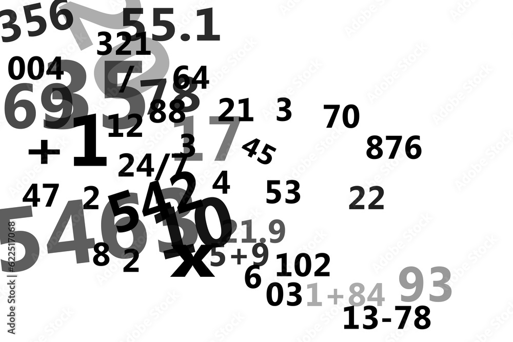 Digital png text of numbers and maths symbols on transparent background ...