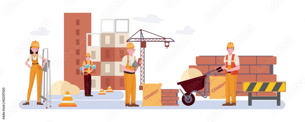 Lack of workers at construction site vector illustration. Drawing of ...