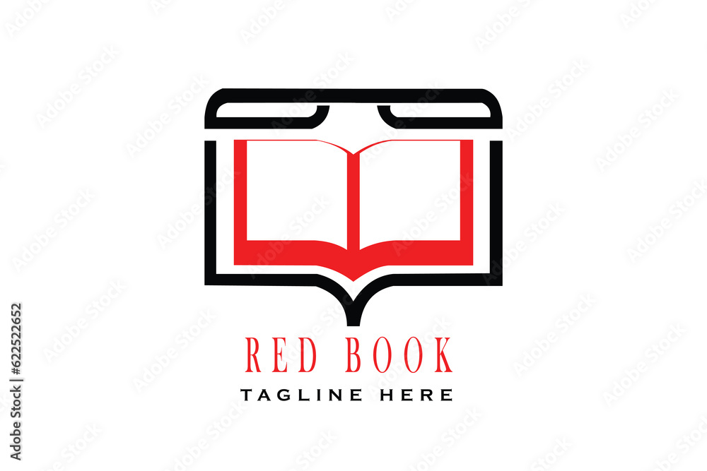Vetor de book logo with red and black outline, suitable for use for ...