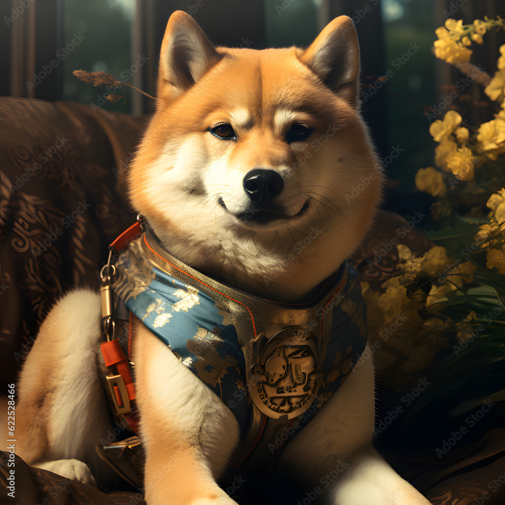 shiba inu dogs sit with dignity type A, generative ai Stock ...