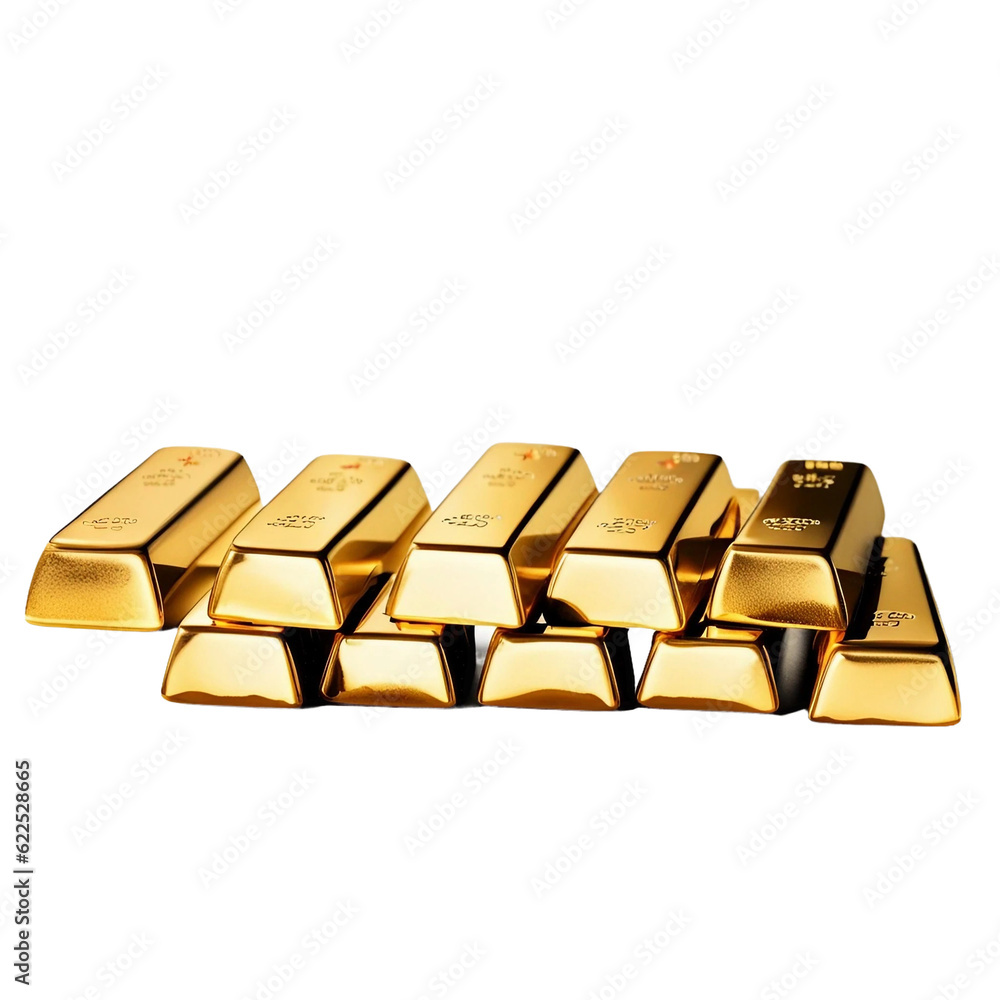 Gold ingots on transparent background. AI-generated. Stock Photo ...