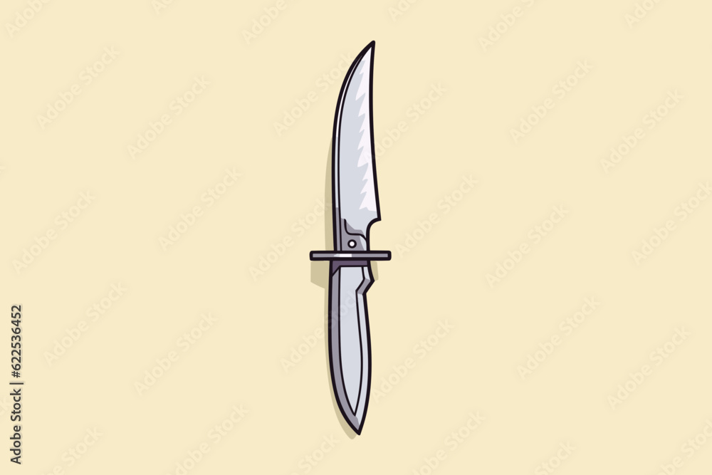 Doodle inspired Hunting knife, cartoon sticker, sketch, vector ...