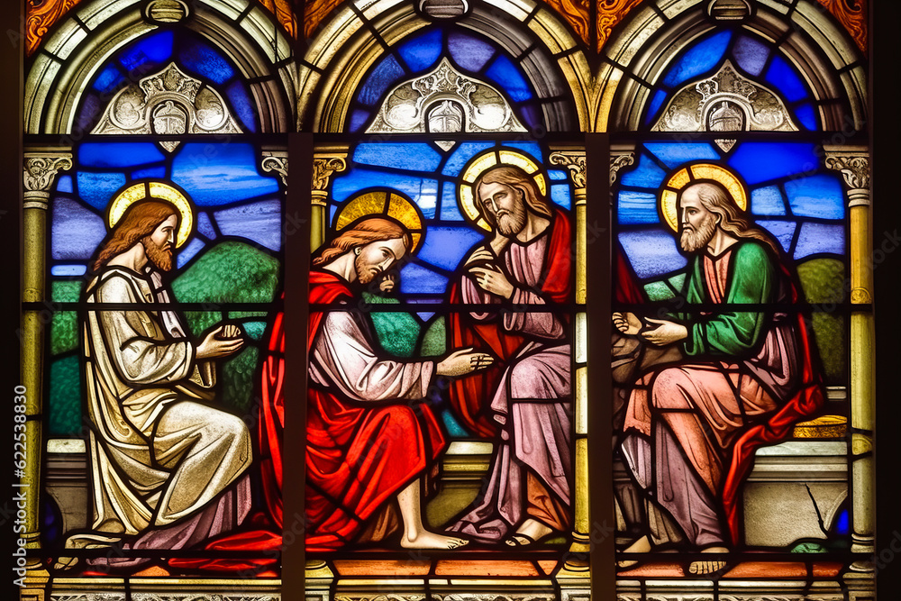 Inspirational scene of Jesus washing disciples' feet, depicted in a ...