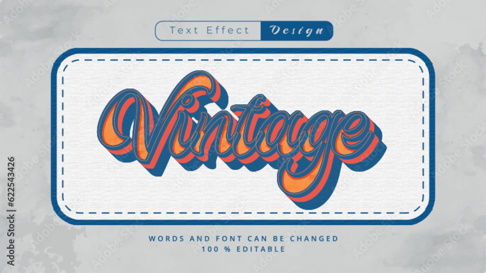 Retro vibe vintage bold 3D editable text effect. Vintage text effect ...