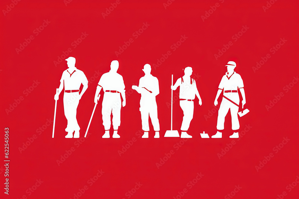 Inspiring minimalist silhouette of workers, celebrating Labor Day with ...