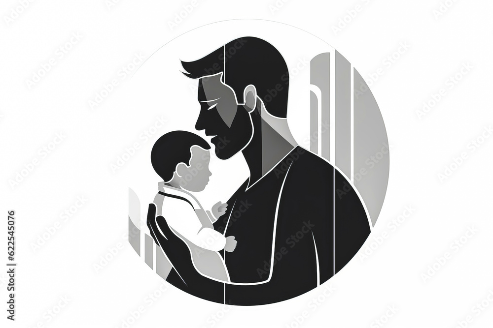 Charming minimalist line art showcasing the pure love between father ...