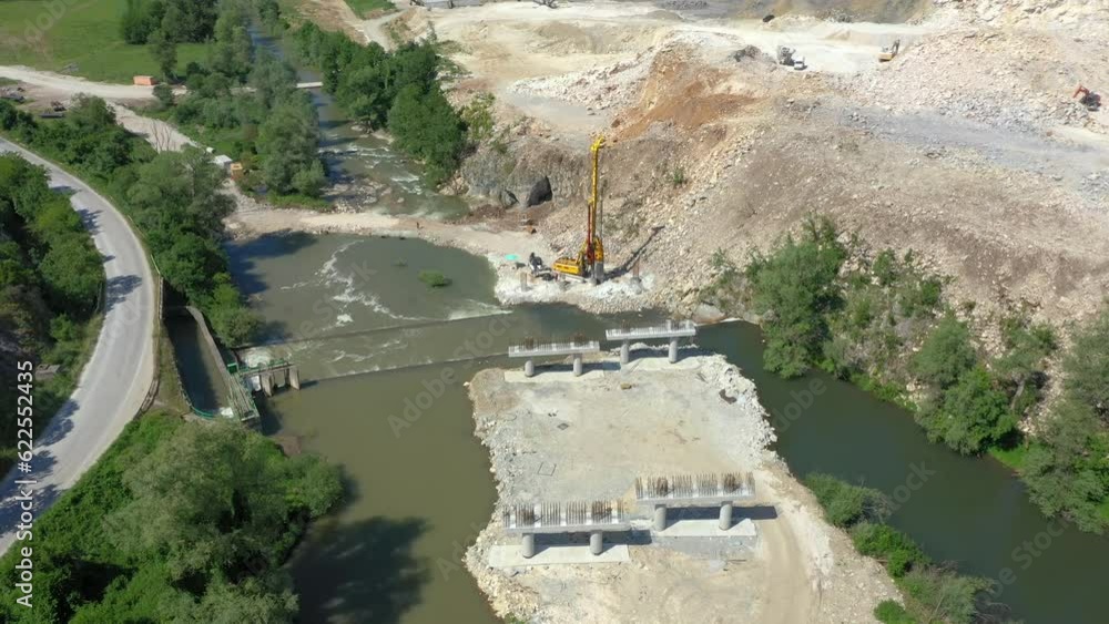 Highway bridge under construction. Infrastructure at a motorway road ...