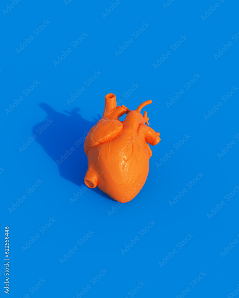 Orange shiny heart human organ anatomy sunlight generation gen z blue ...