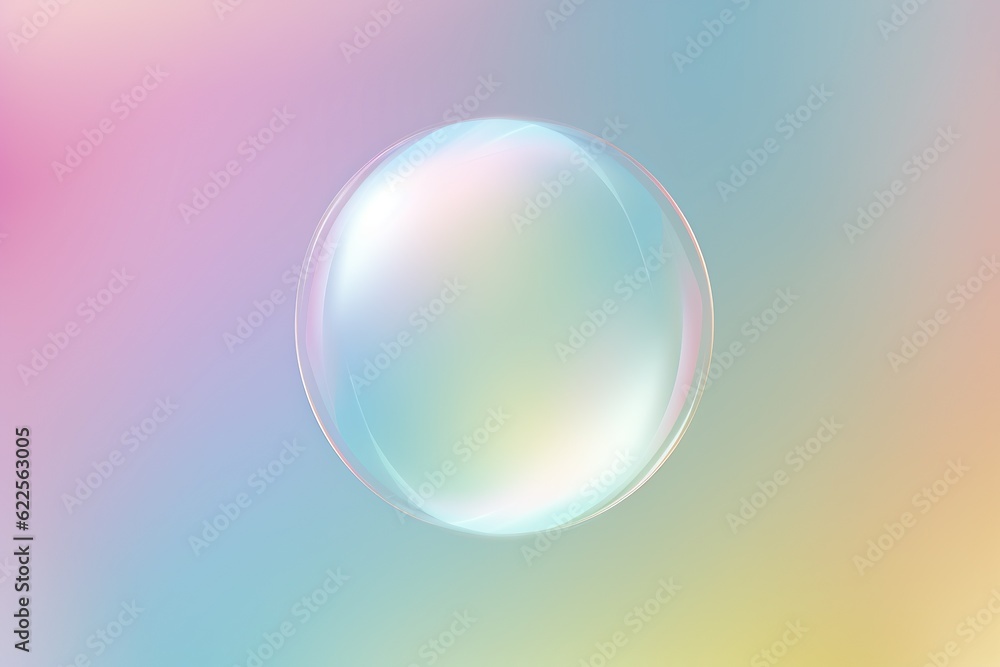 Iridescent balloon bubble on pastel background with gradient. A rainbow ...