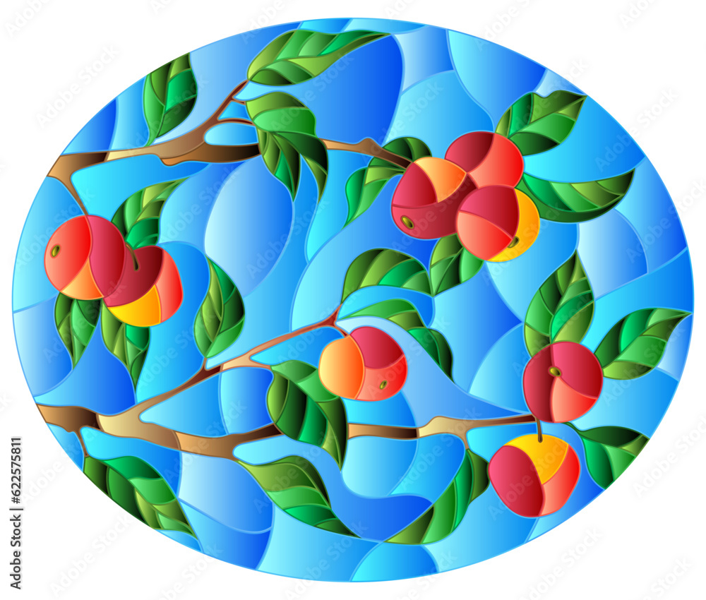 Illustration in the style of a stained glass window with the branches ...