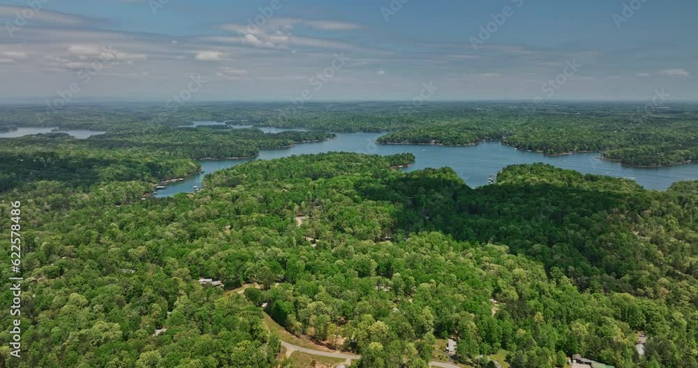 Lake Hartwell Georgia Aerial v1 panoramic view, drone flyover Gumlog ...