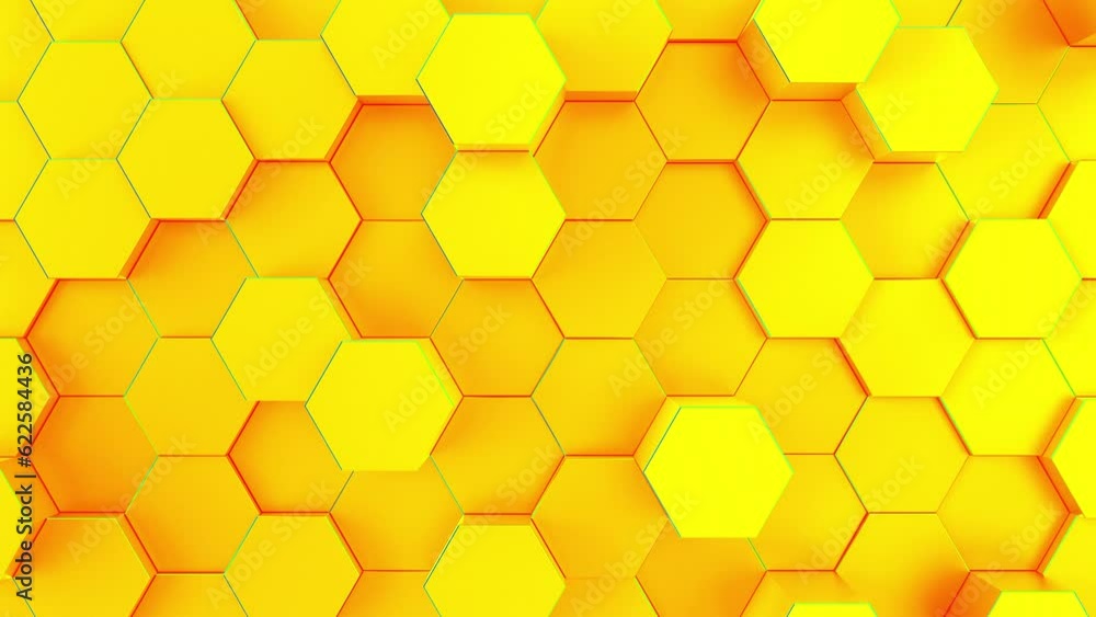 yellow Abstract Hexagon Geometric Surface Loop 1A. Light bright clean minimal hexagonal grid ...