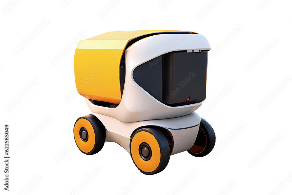 Autonomous delivery robot isolated on transparent background ...