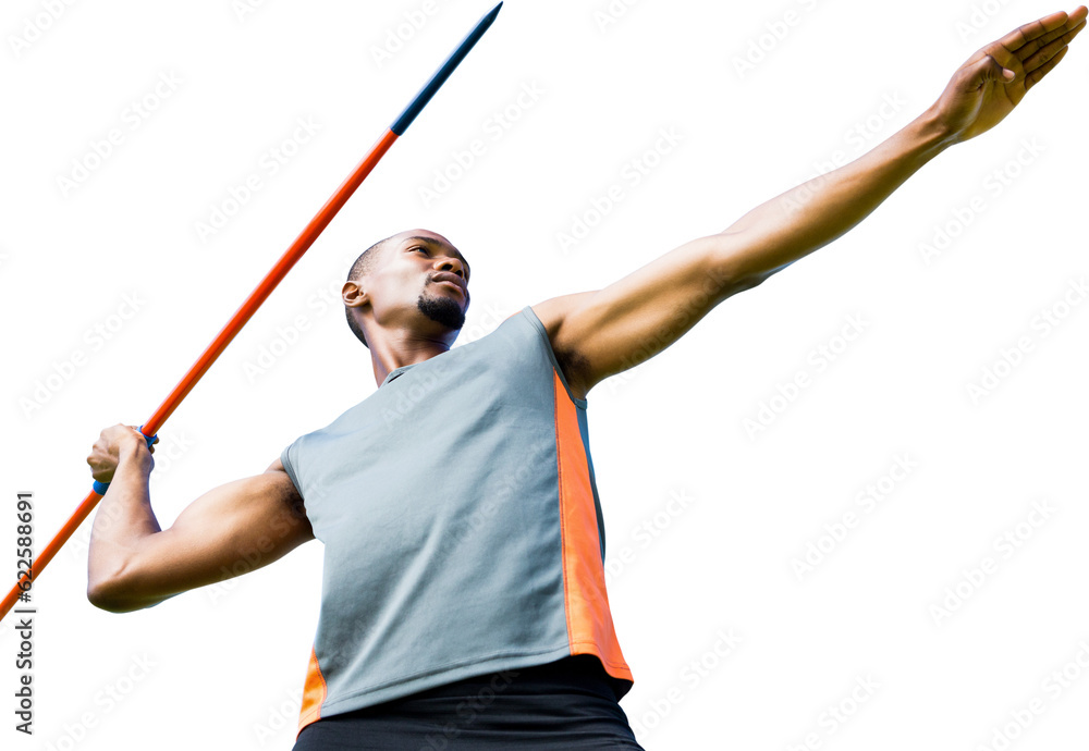 Digital png photo of african american javelin thrower during throwing ...