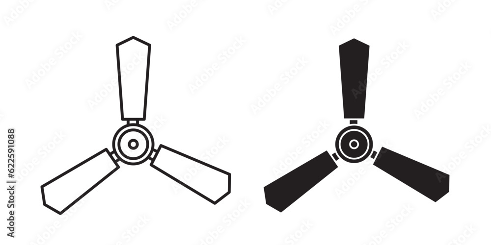 Ceiling Fan Icon set in fill and outline style. Stock Vector | Adobe Stock