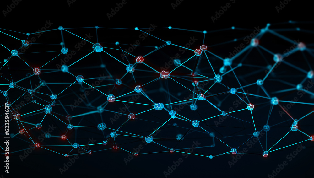 Abstract Electronic circuit blue board background digital tech neural ...