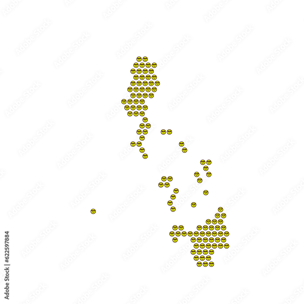 Map of the country of Philippines with a cool smiley emoticon icon ...