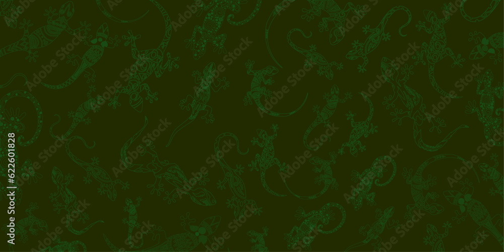gecko - lizard pattern background (green bg - green outline) Stock ...