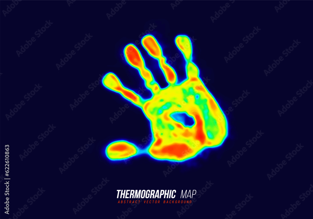 Heat map. Abstract infrared thermographic hand. Vector illustration ...