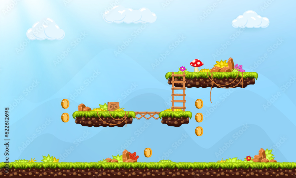 Video game. Elements and objects for computer game. Template for ...