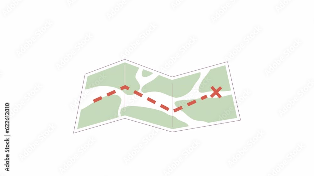 Map with marked route 2D animation. Dotted path cartography 4K video ...