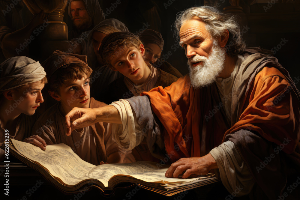 Apostle Peter preaching in the synagogue to the gentiles Generative AI Illustration Stock ...