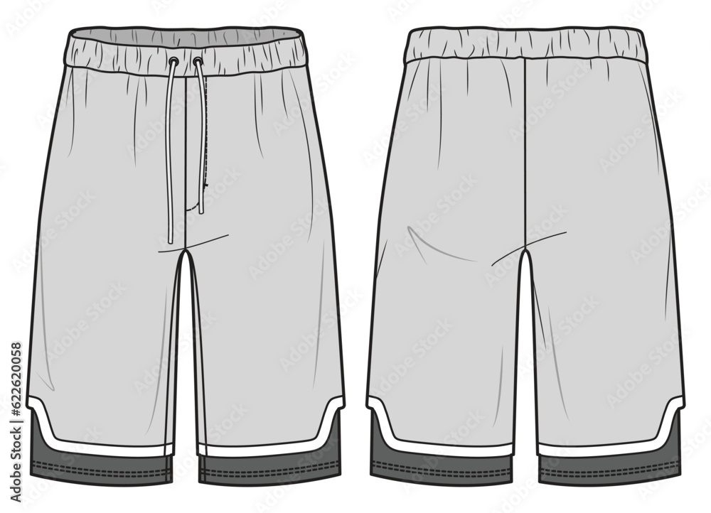 Inside Boxer Layer Three Quarter Sport Short Front and Back View ...