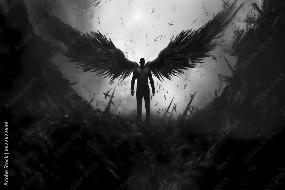 angel and demons falls from heaven ai generated illustration Stock ...