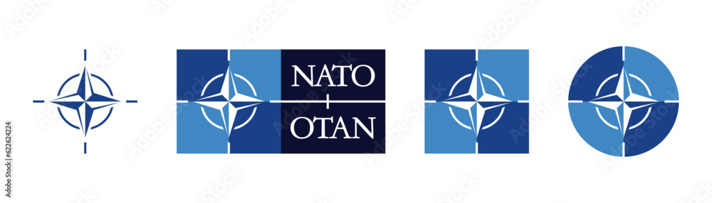 NATO logo. NATO symbol. Editorial NATO icons set. North Atlantic treaty ...