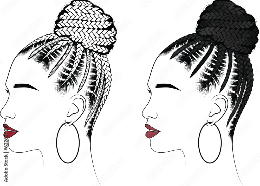 Black braid hairstyles and Top Buns - Braid Illustration - African ...