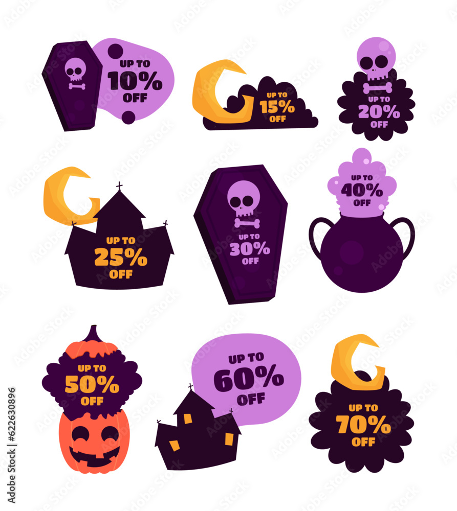 Halloween discount labels. Discount label for Halloween sale promotion ...
