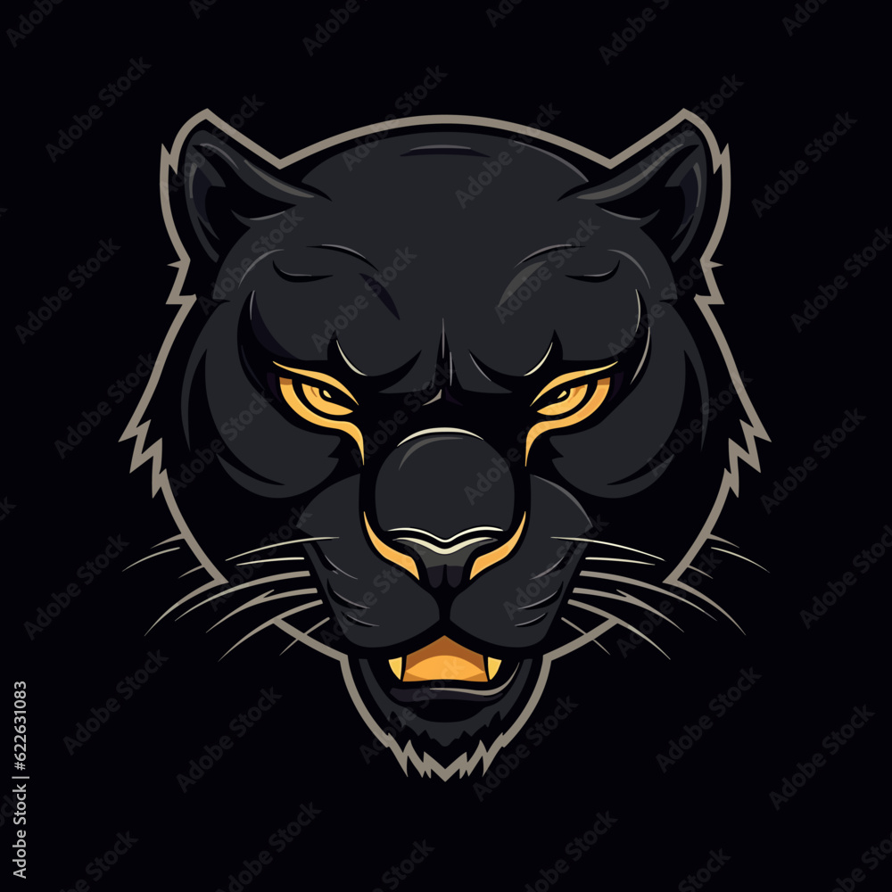 Vector of an angry panther head on black background. Wild Animals ...