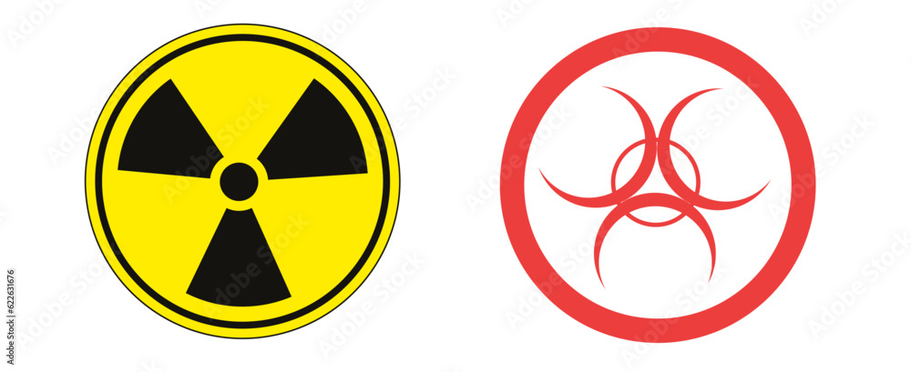 The international radiation symbol is a trefoil around a small central ...
