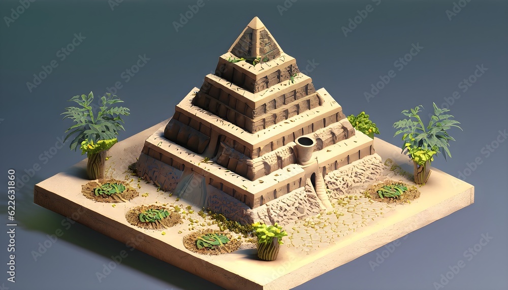 a stunning egyptian pyramid, lush vines, tentacles, 3d vray render ...