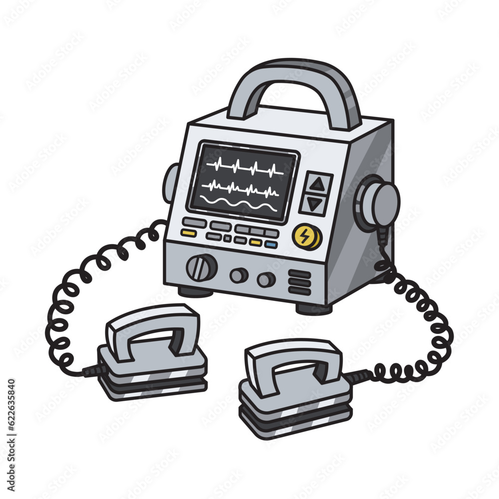 defibrillator device tool schematic vector illustration. Medical ...