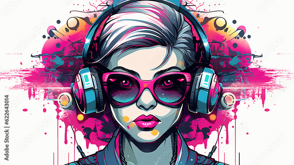 Cute character simple cyberpunk clipart white background vector ...