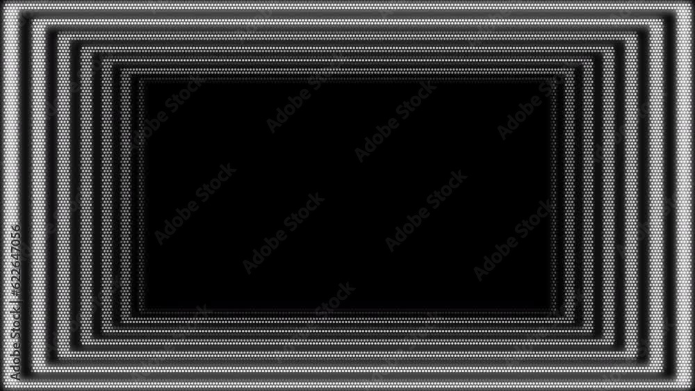 Video „Infinity flight inside dotted rectangle frame tunnel. Black and ...