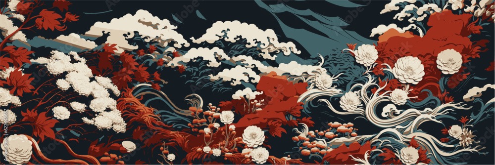 Asian waves in red white and blue for South Asian Heritage month (SAHM ...