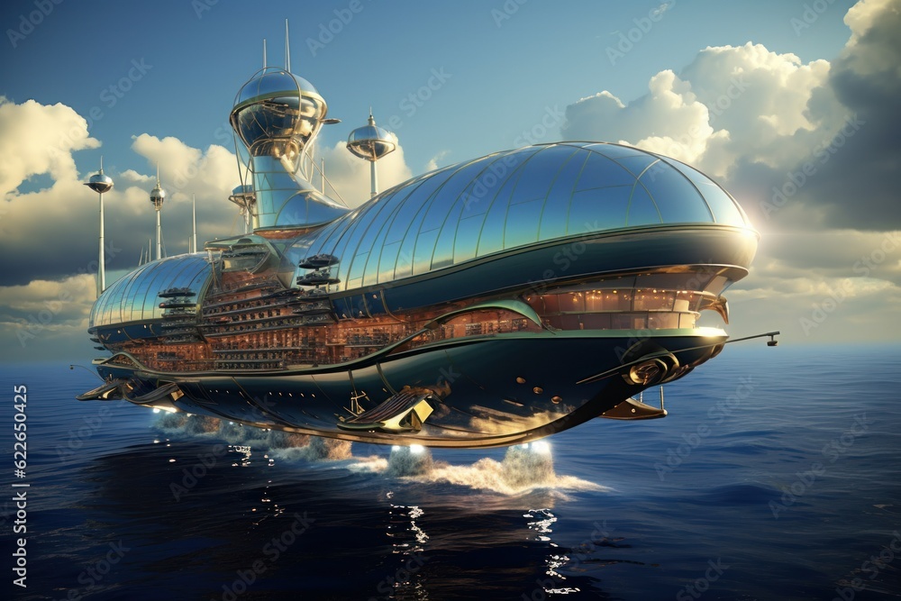 ship of the future futuristic made of modern rounded material mars ...