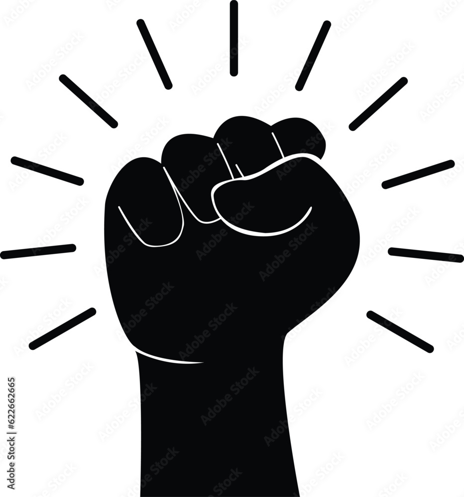Hand up proletarian revolution, symbol of victory, protest, strength ...
