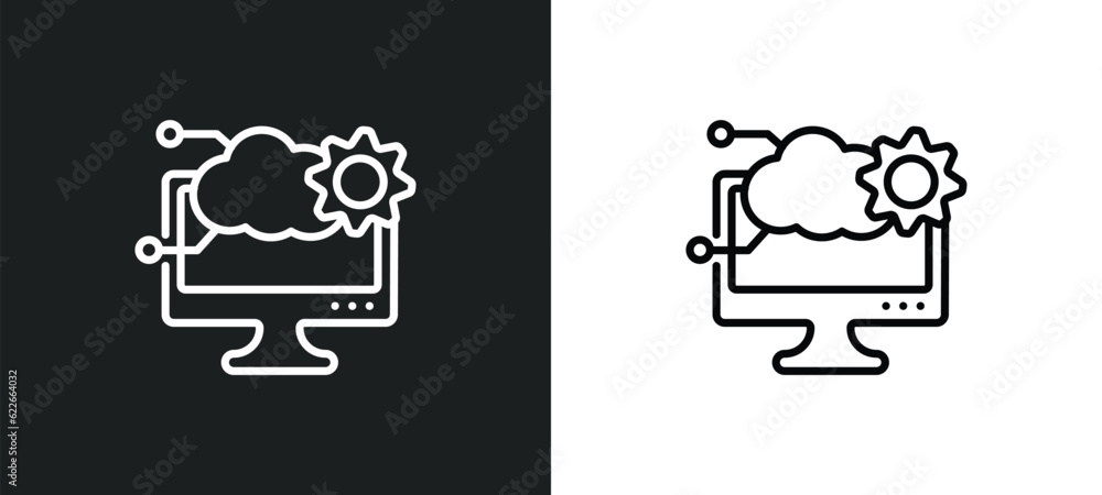 Feature Outline Icon In White And Black Colors Feature Flat Vector Icon From Web Hosting