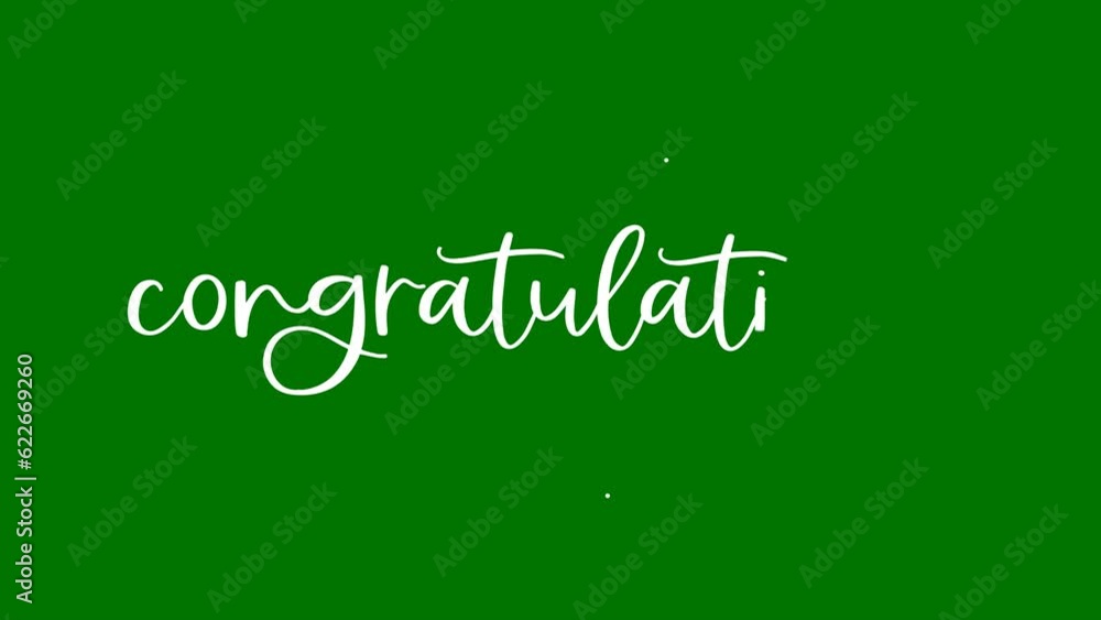 Congratulations Handwritten Animated Text in green background ...