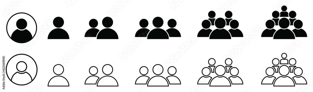 Team work icon set. User group symbols. Teamwork people persons icons ...