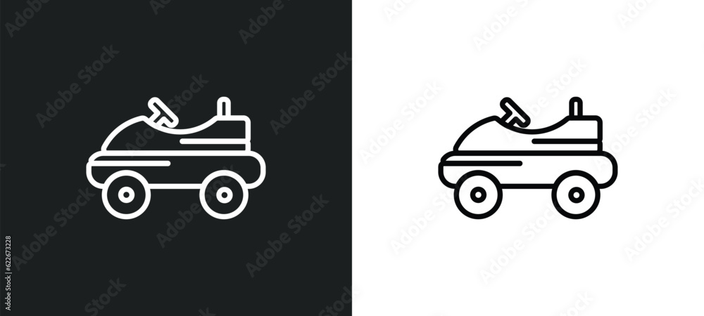 go kart outline icon in white and black colors. go kart flat vector ...